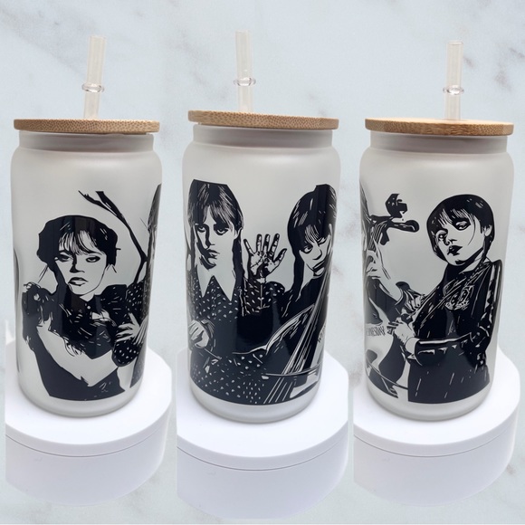 Aeliks | Dining | Wednesday Addams Jenna Ortega Handmade Libbey Glass ...